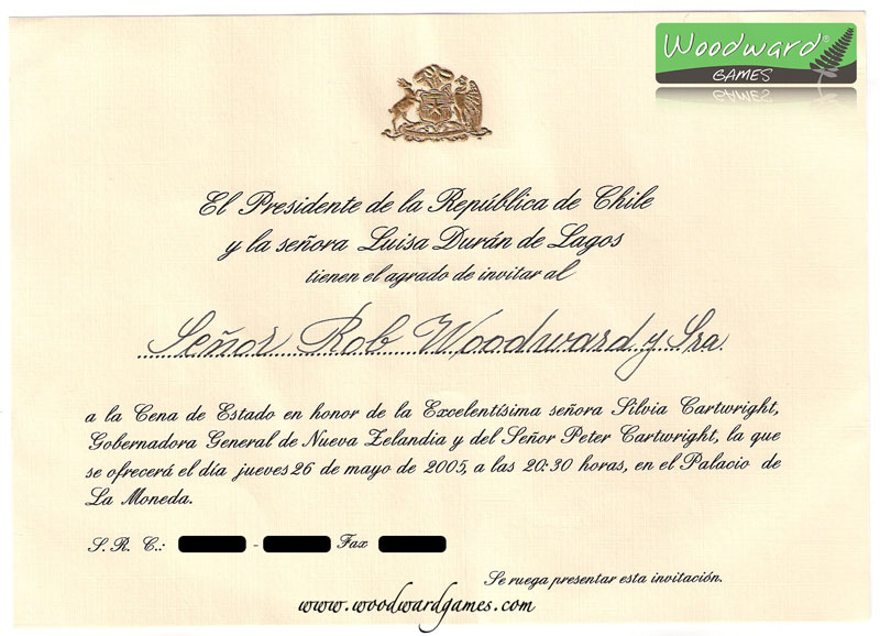 Our official invitation to a State Dinner with the President of Chile ...